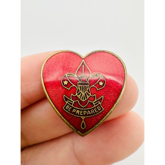 Vintage | Jewelry | Vintage Boy Scout Be Prepared Red Heart Pin | Poshmark